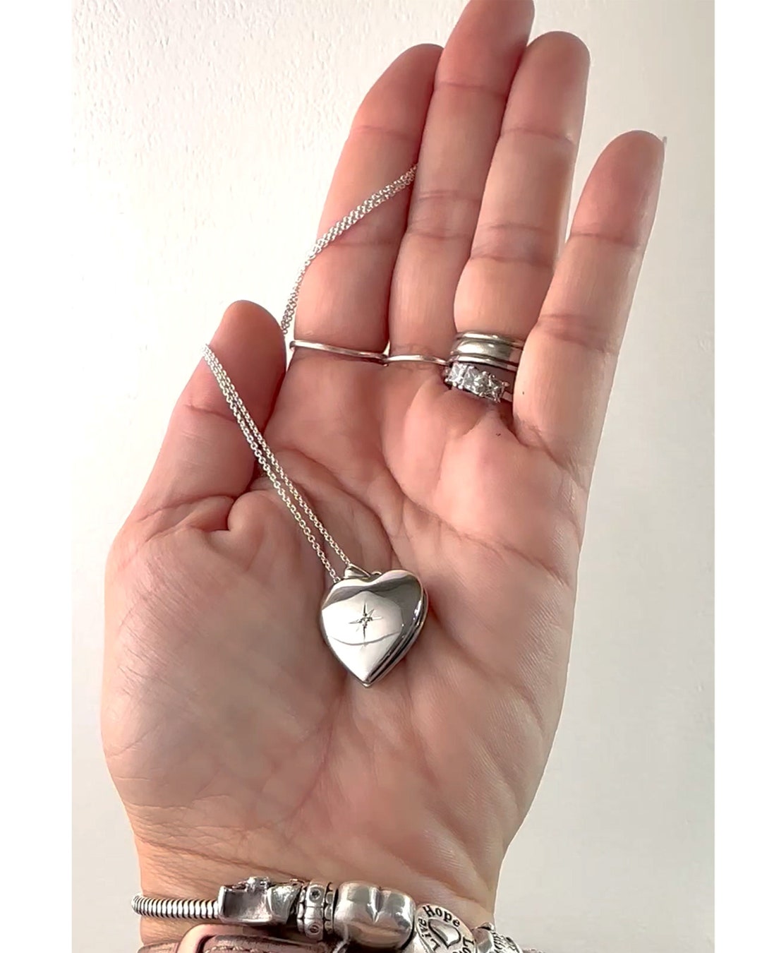 Heart Photo Locket With Star Personalized Sterling Silver - Etsy