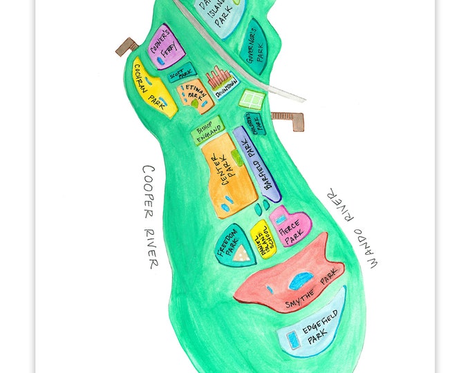 Daniel Island Map; Daniel Island Artwork; Charleston Map; Charleston ...