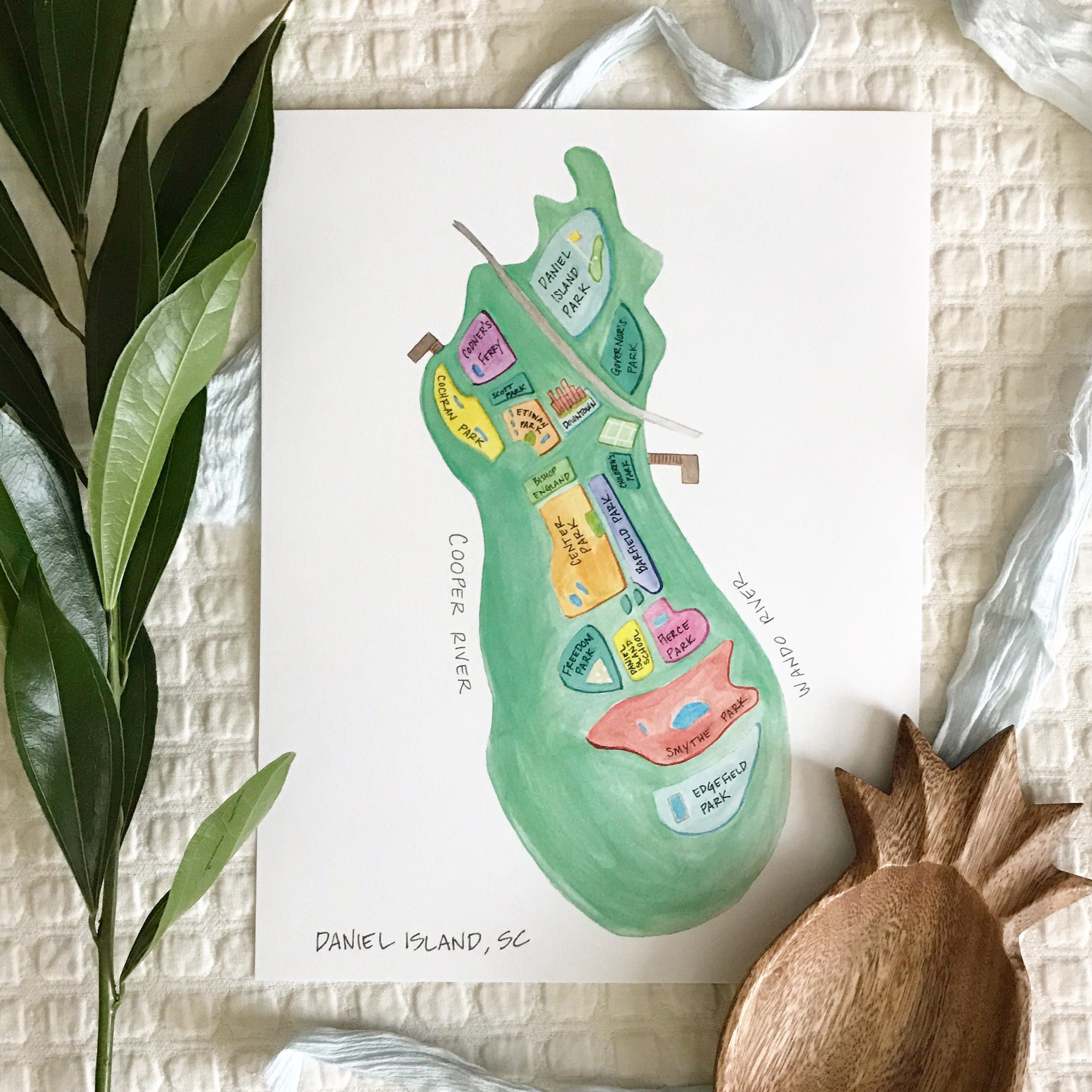 Daniel Island Map; Daniel Island Artwork; Charleston Map; Charleston ...