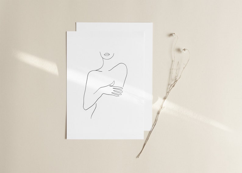 Minimalist Girl Line Illustration Female Sexual Printable Art Etsy