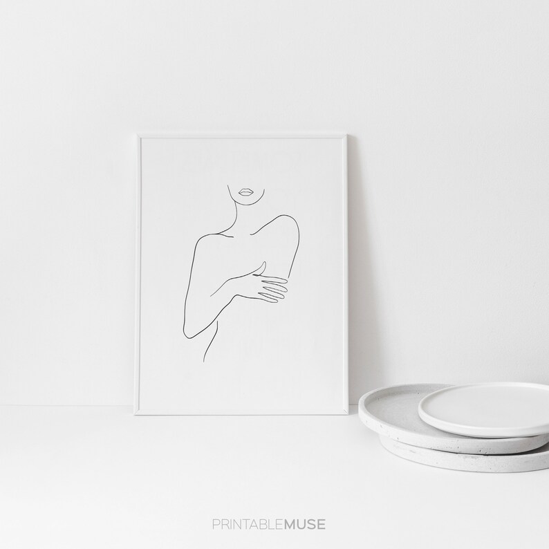 Minimalist Girl Line Illustration Female Sexual Printable Art Etsy