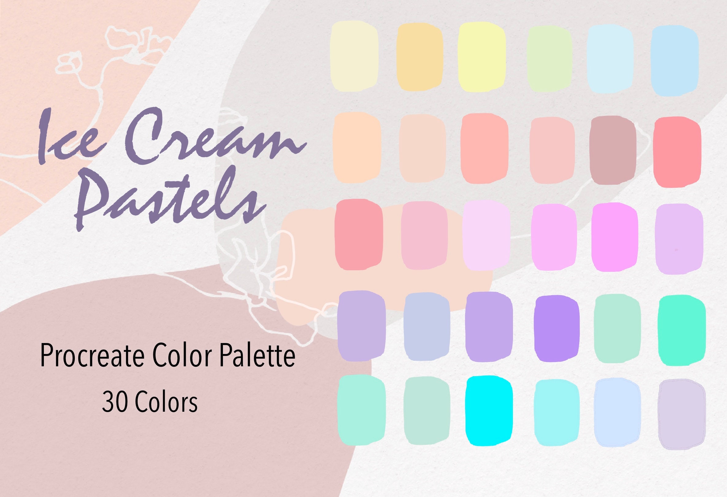 Ice Cream Pastels Procreate Color Palette. INSTANT DOWNLOAD Colours ...