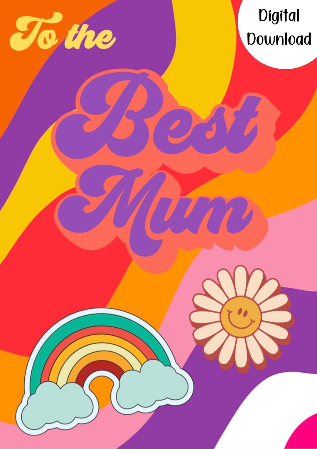 Retro Mother’s Day Printable Card - With Matching Envelope. 70s 60s ...