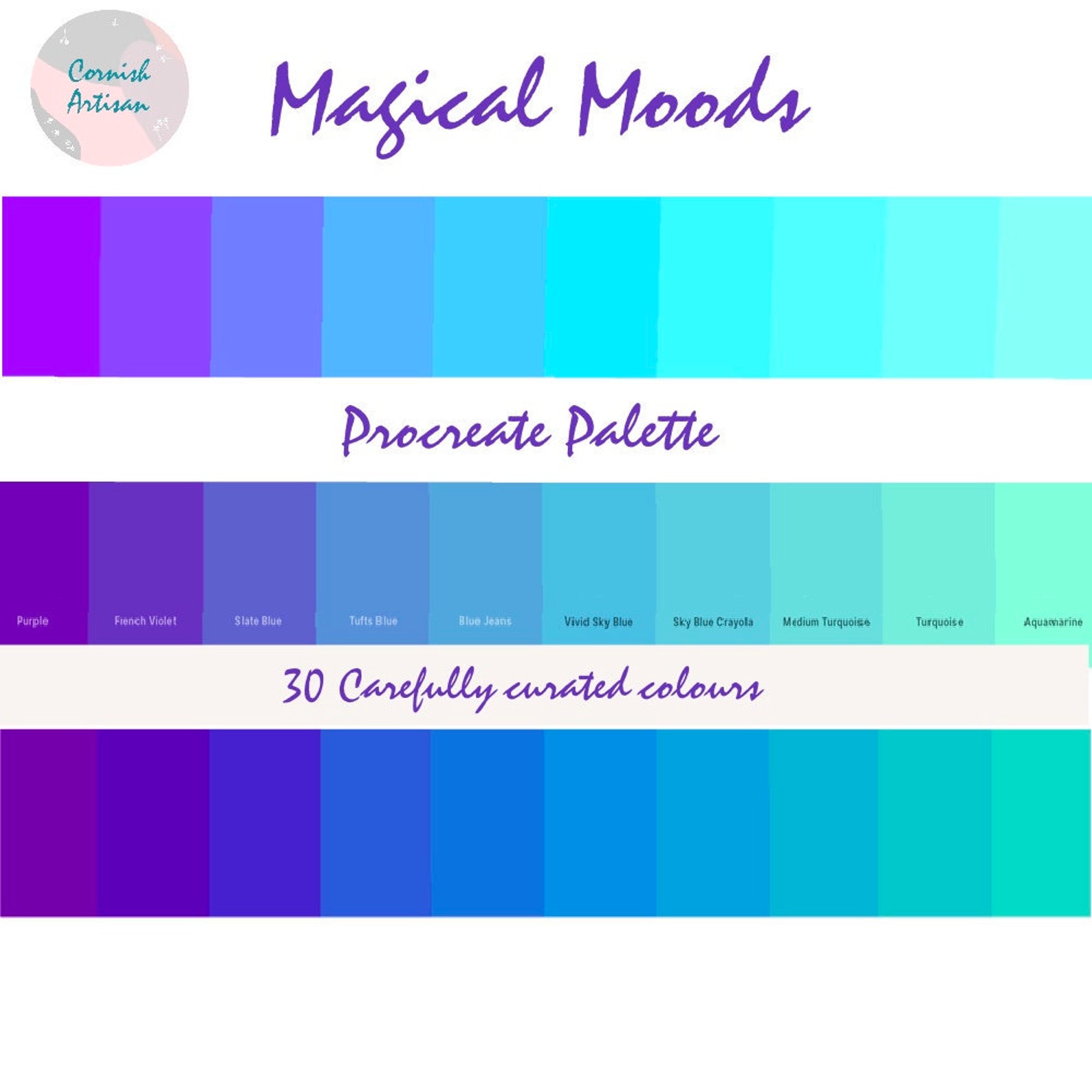 Magical Moods Fantasy Procreate Color Palette. INSTANT DOWNLOAD Magical ...