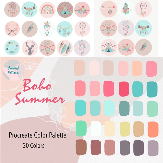 Procreate Color Palette Boho Summer Colour Palette. Coral - Etsy