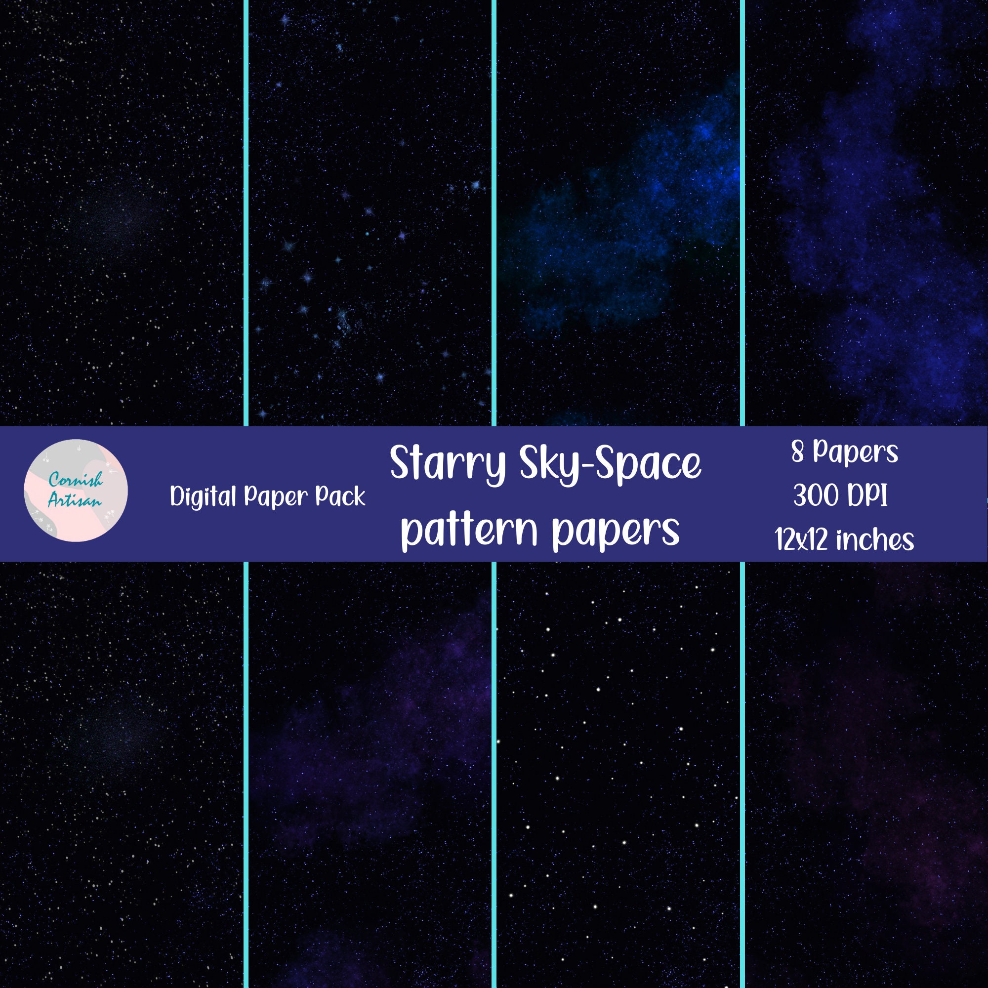 Starry Sky DIGITAL Paper Pack 8 12x12 Papers Backgrounds, Space, Night ...