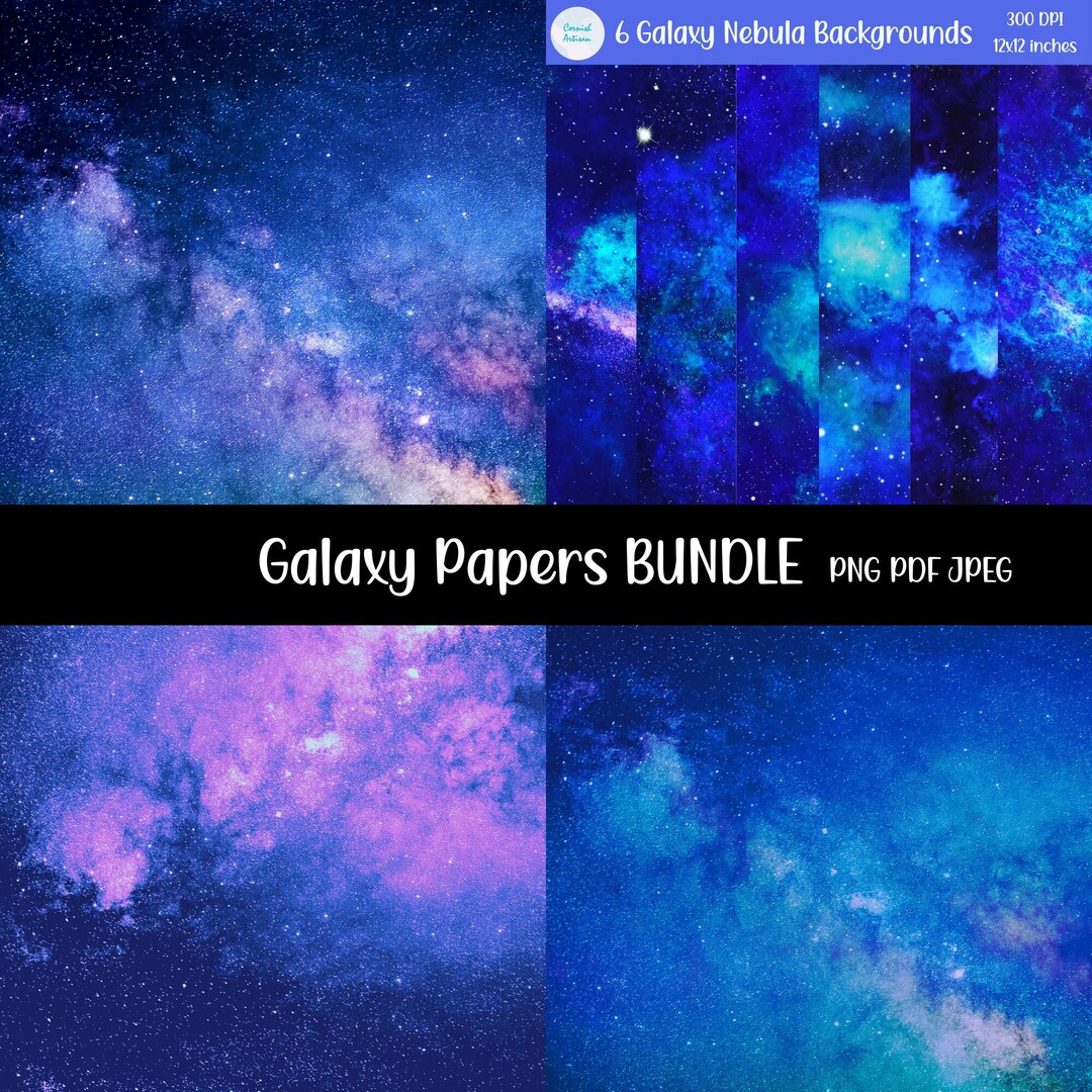 Galaxy Digital Background Papers BUNDLE Set of 9, Scrapbook Papers ...