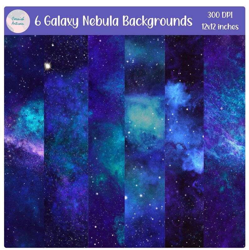 Galaxy Digital Background Papers BUNDLE Set of 9, Scrapbook Papers ...