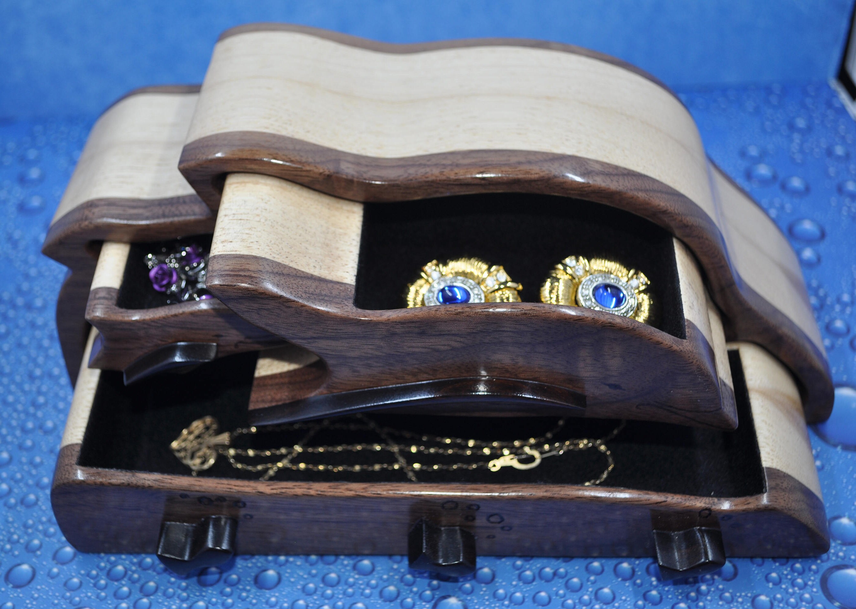 Box Jewelry Keepsake Collectible Box - Unique Dolphin Sculpted Walnut ...