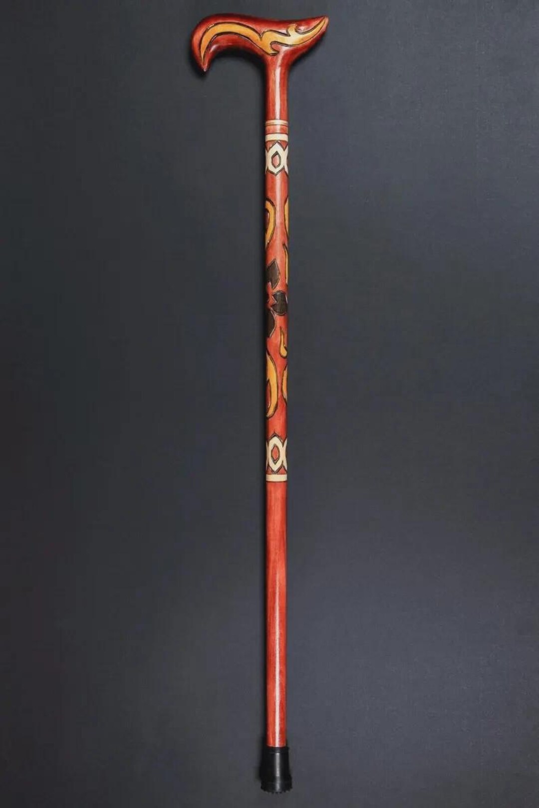 Handmade Wooden Walking Stick, Carved Goat Head Cane, Hand Painted ...