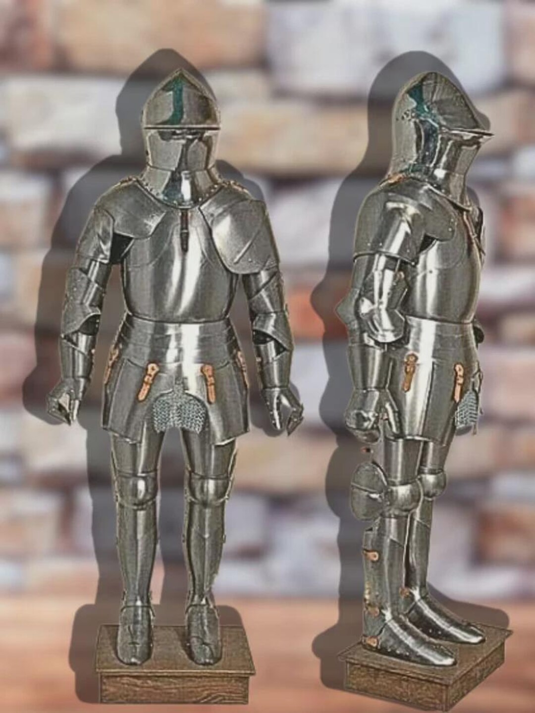 Full Medieval Knight Armor Suit: Polished Steel Costume, Display Stand ...
