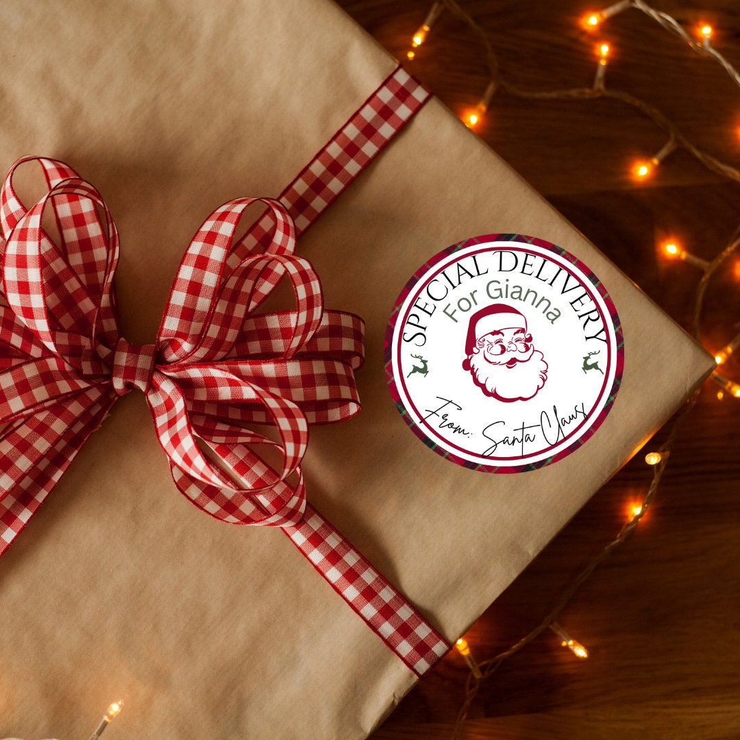 Custom Gift From Santa Label Personalized Santa Sticker Christmas Label ...