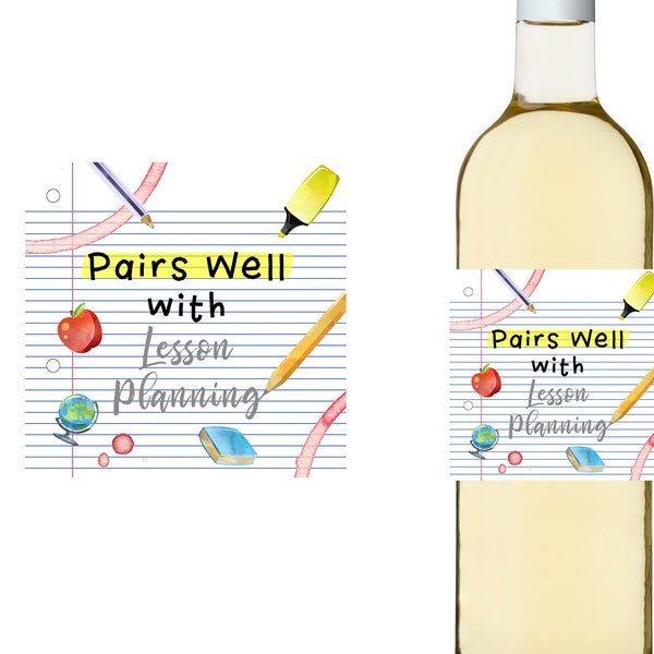 Teacher Wine Label - Etsy