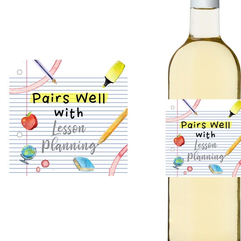 Teacher Wine Label - Etsy