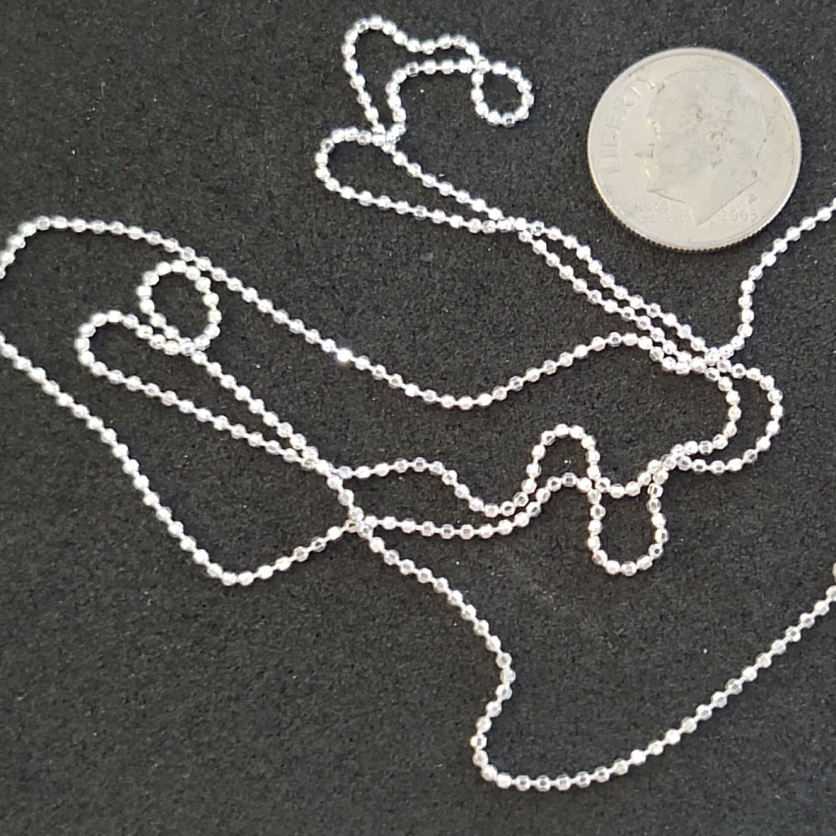 Diamond Cut Bead Chain necklace Sterling Silver 1.2mm - Etsy