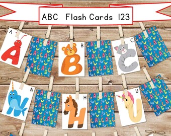 Alphabet Cards Watercolor Animals, Instant Download, Montessori ...