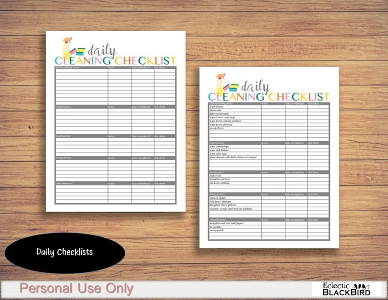 Home Cleaning Checklists | Daily | Weekly | Monthly | Family Activity ...