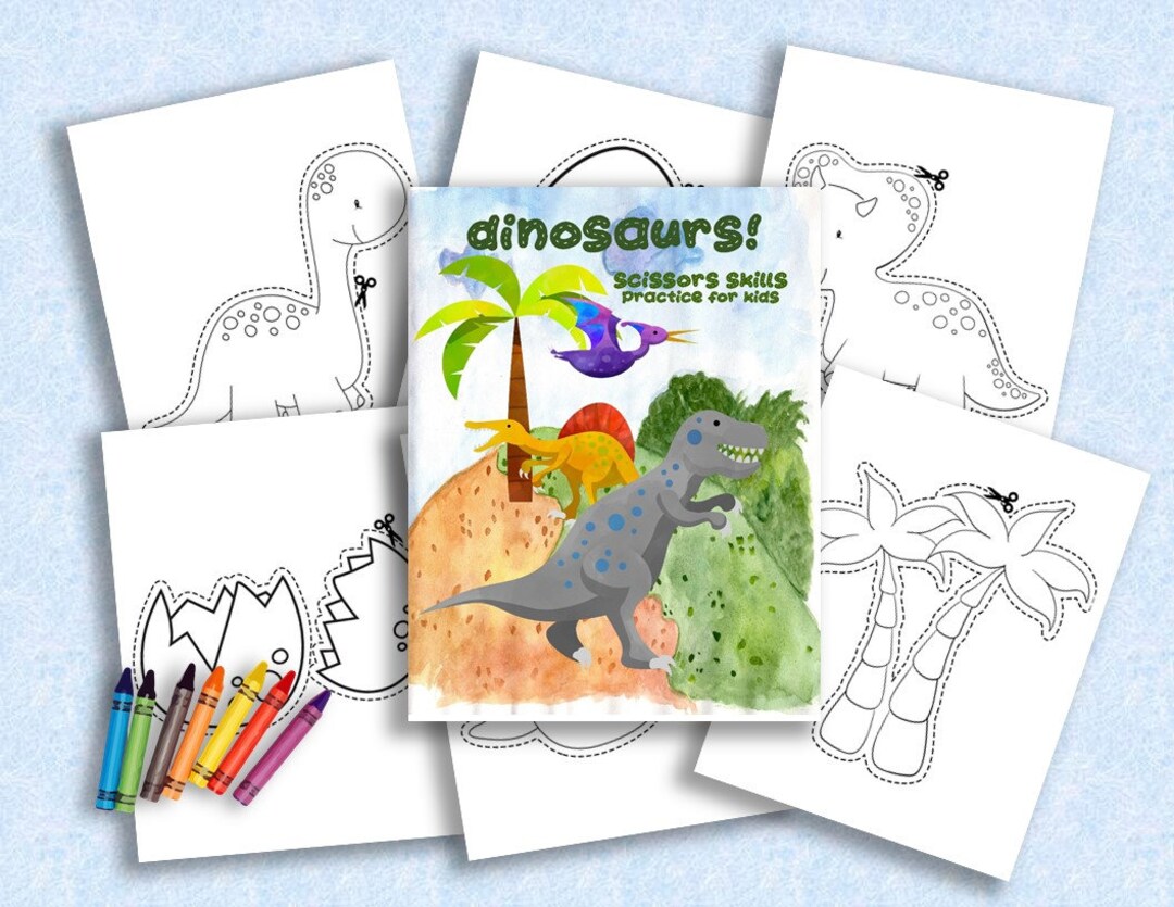 Dinosaurs Scissors Skills for Kids | Fun Coloring Activities and ...