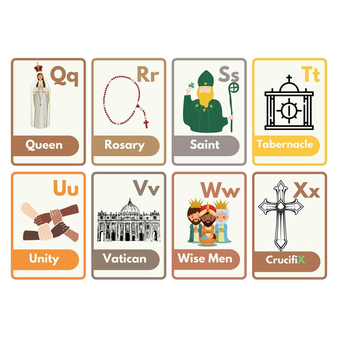 Catholic Alphabet Cards, Catechism Symbols, Instant Download ...