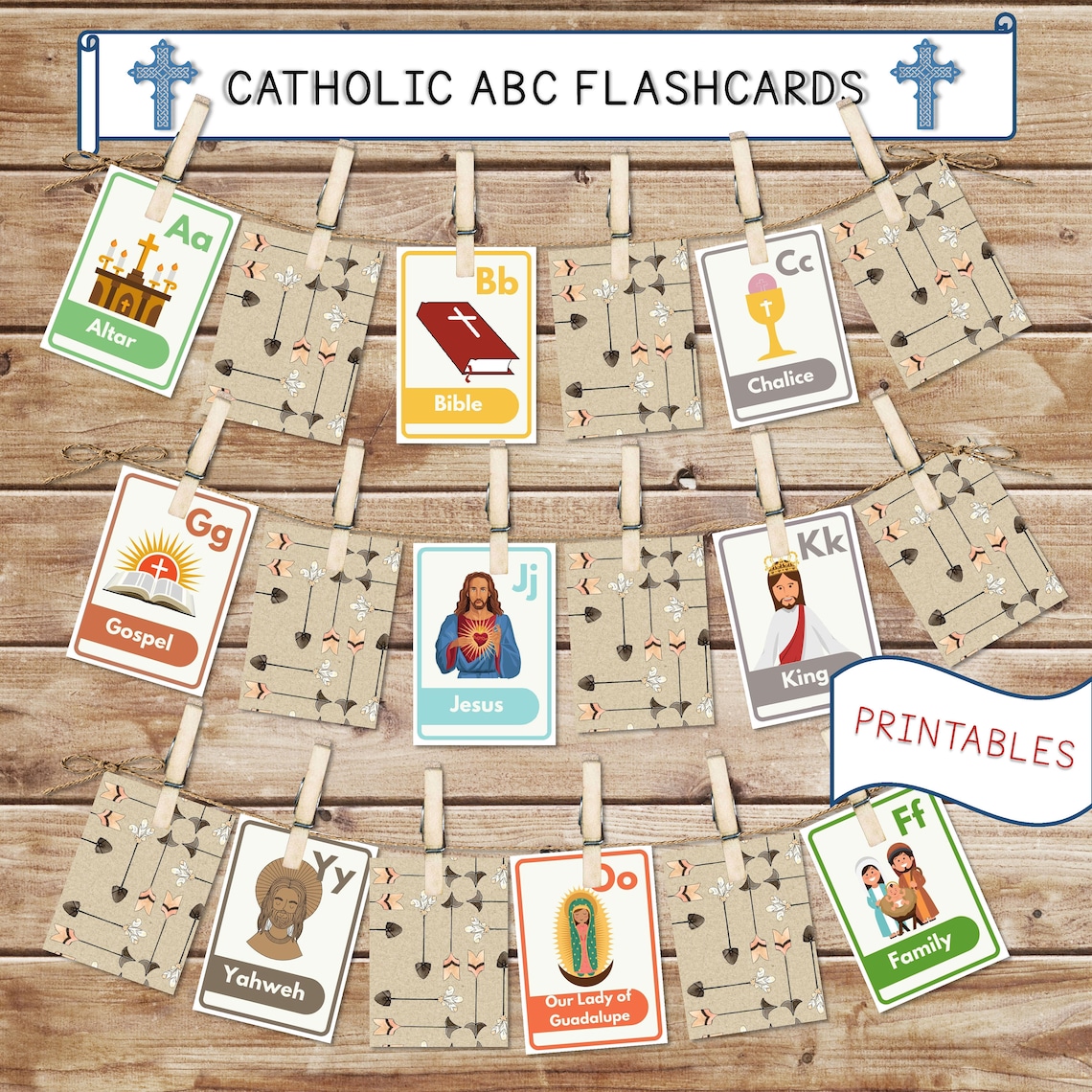 Catholic Alphabet Cards, Catechism Symbols, Instant Download ...