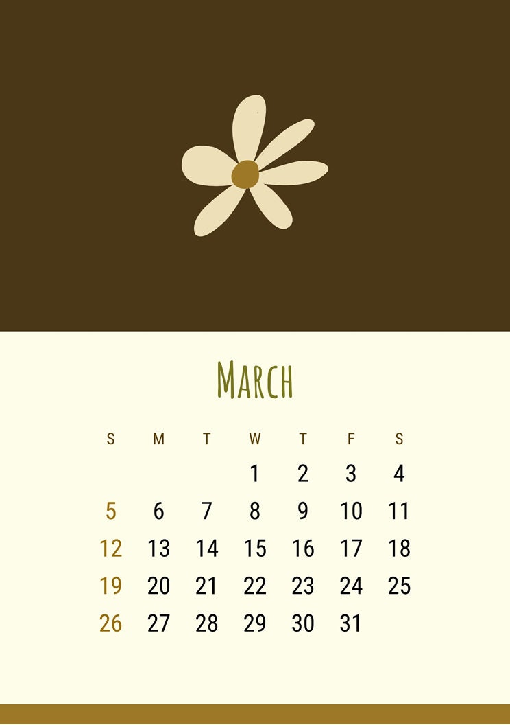 2023 Daisy Calendar | Cute Monthly Daisy Calendar 2023 | Printable 2023 ...