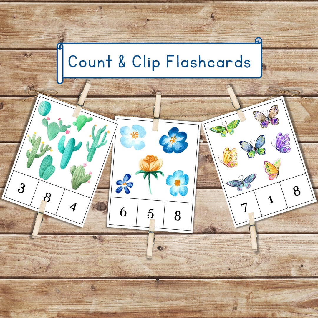 Count and Clip Cards #1-20 Printable Montessori Learning, Educational ...