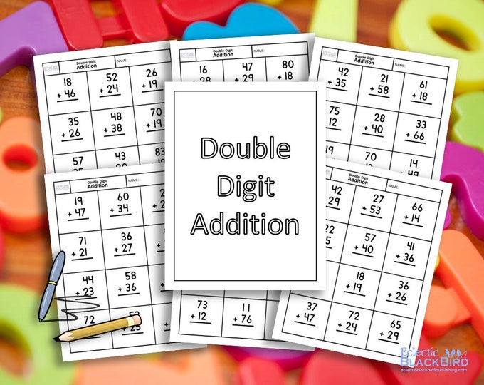 11 Printable Double Digit Addition Worksheets. Numbers 10 - 20. Grades ...