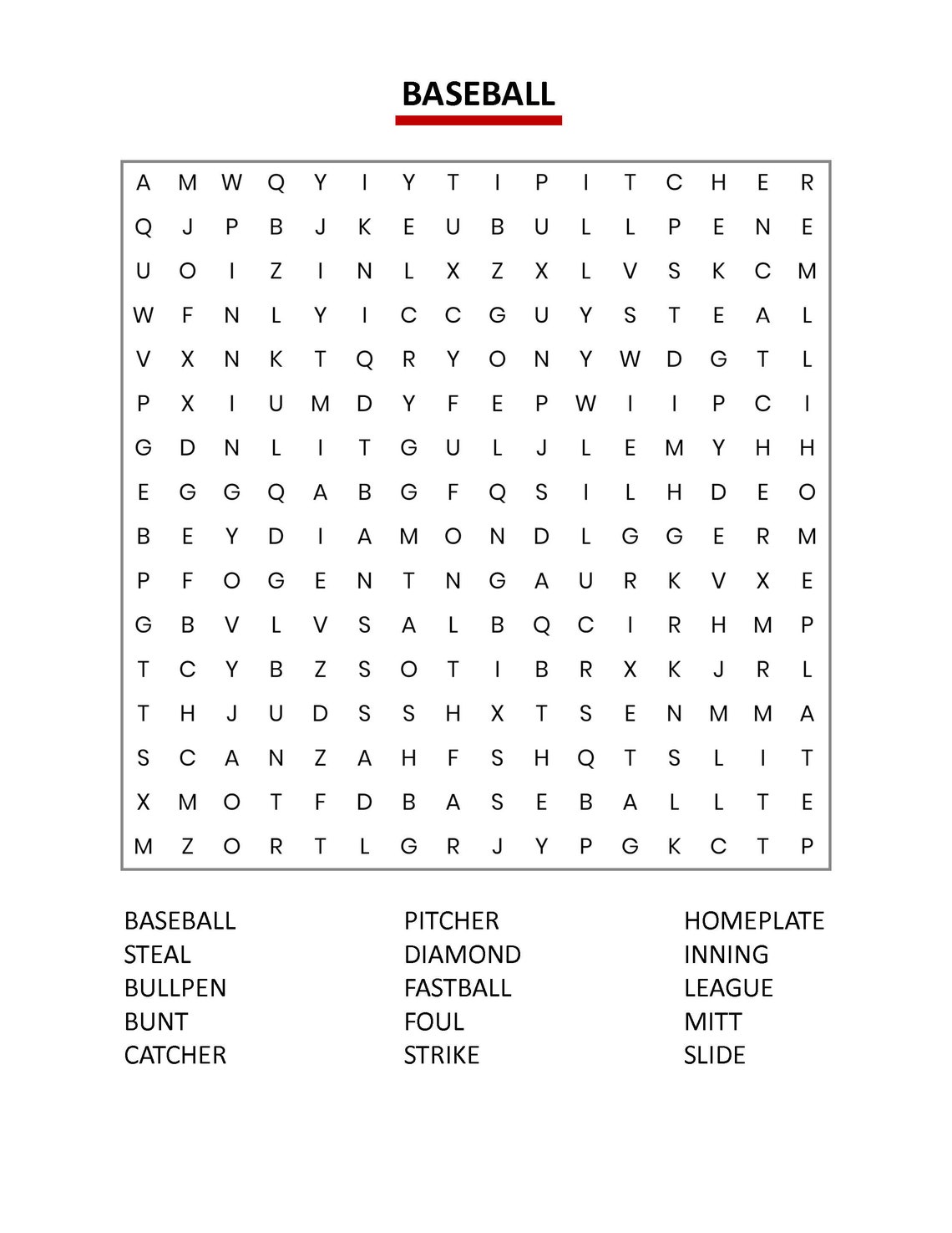 Baseball Word Search Puzzle Wall Art - Etsy