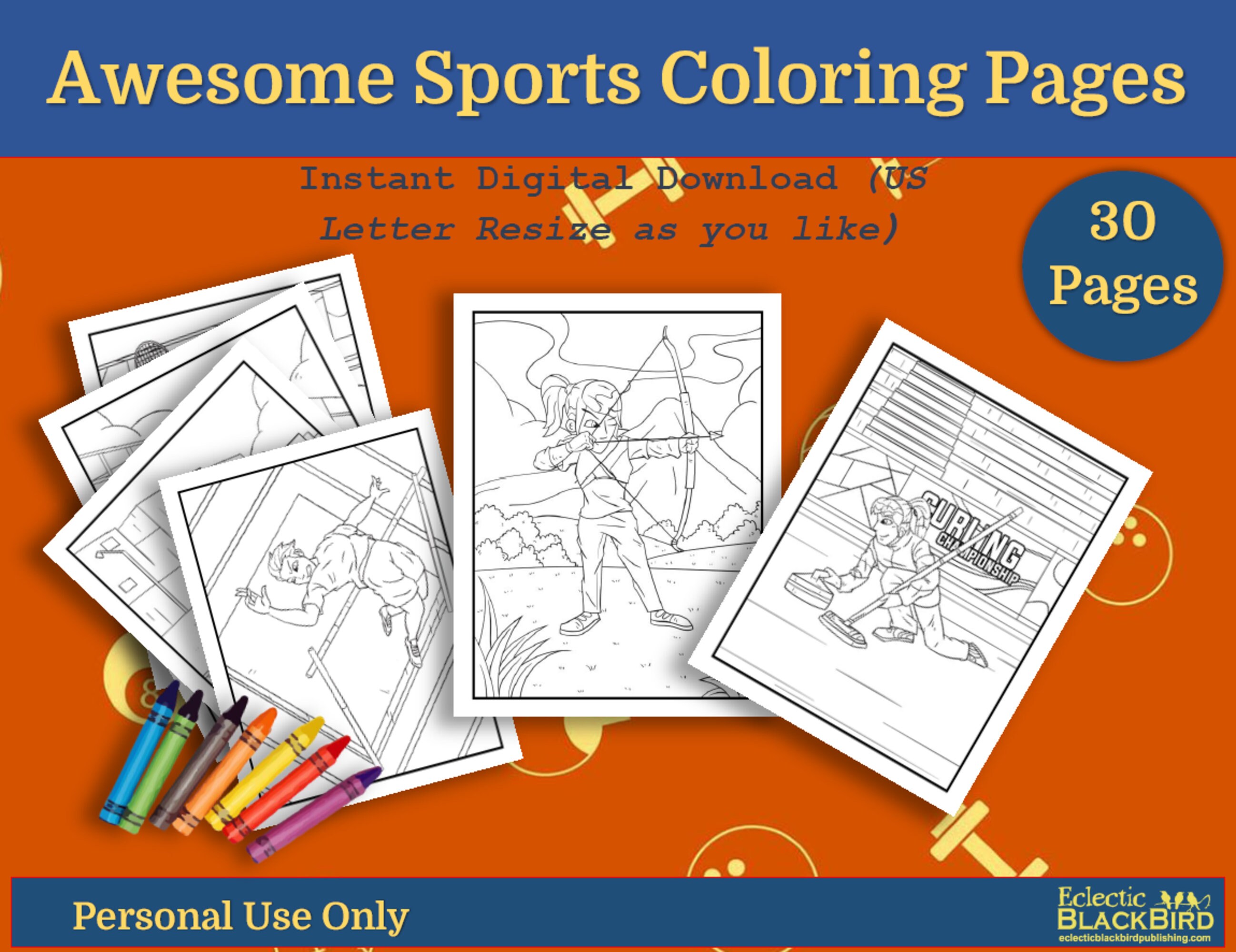 Awesome Sports Coloring Pages for Kids, Printables (instant PDF ...