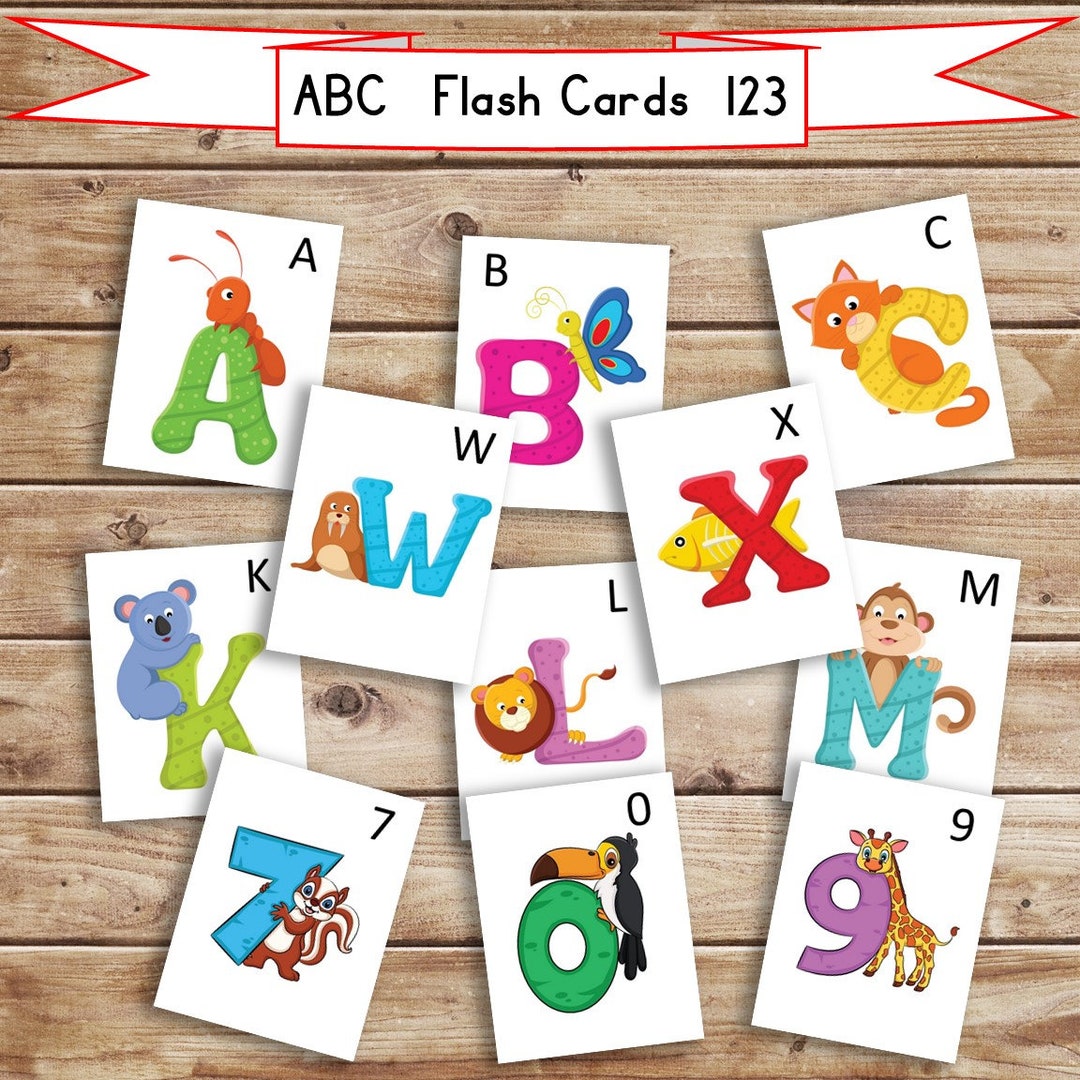 Alphabet and Number Animals Flashcards, Alphabet for Beginners, Numbers ...