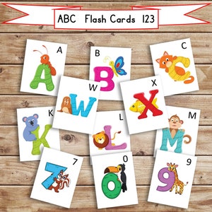 Alphabet and Number Animals Flashcards, Alphabet for Beginners, Numbers ...