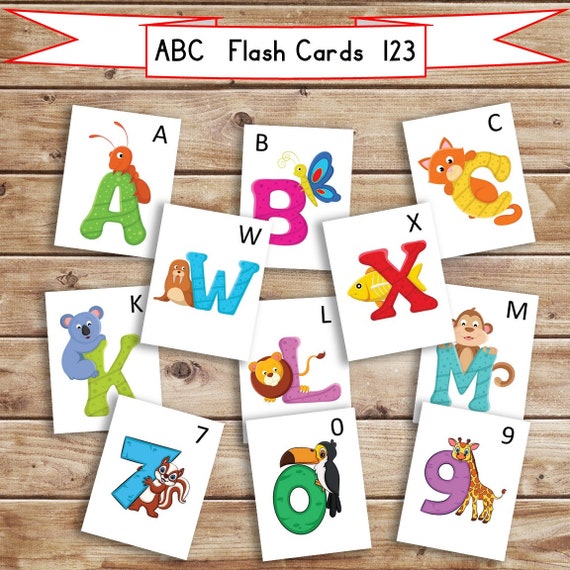 Alphabet and Number Animals Flashcards Alphabet for | Etsy