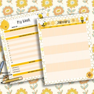 Honey Bee Positive Planner Worksheets, Self Improvement Worksheets ...