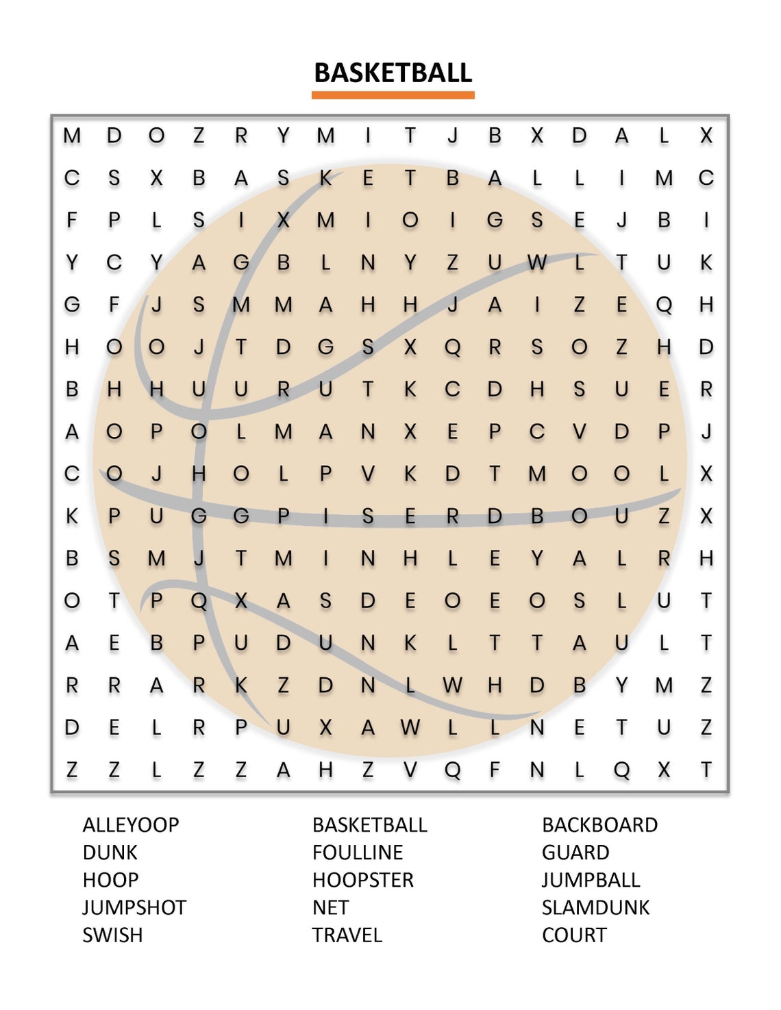 Basketball Word Search Puzzle Wall Art - Etsy