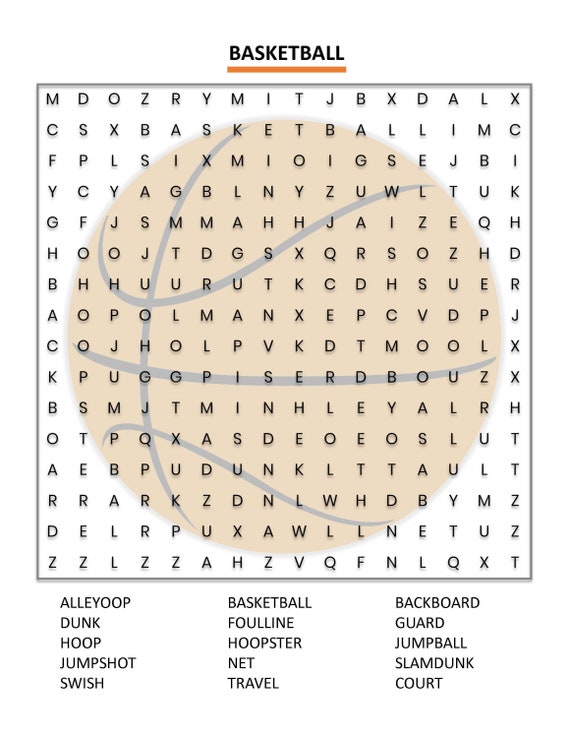 Basketball Word Search Puzzle Wall Art | Etsy