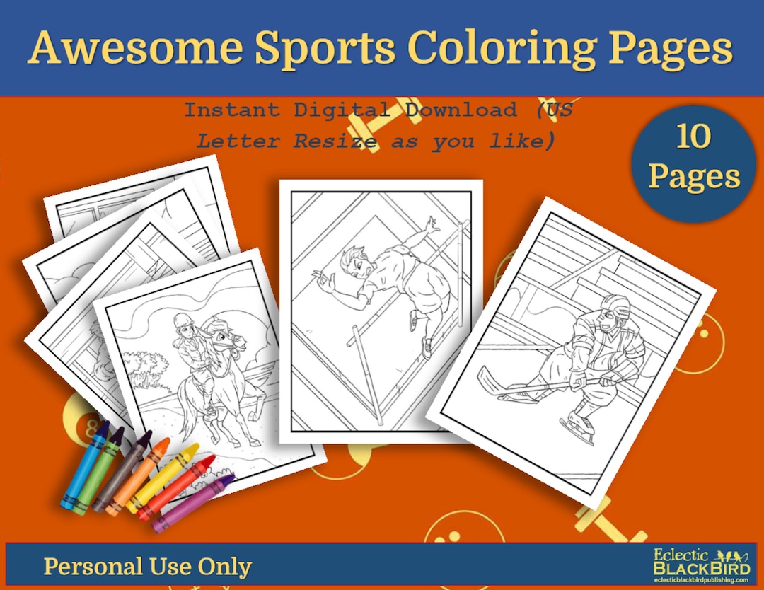 Awesome Sports Coloring Pages for Kids, Printables (instant PDF ...