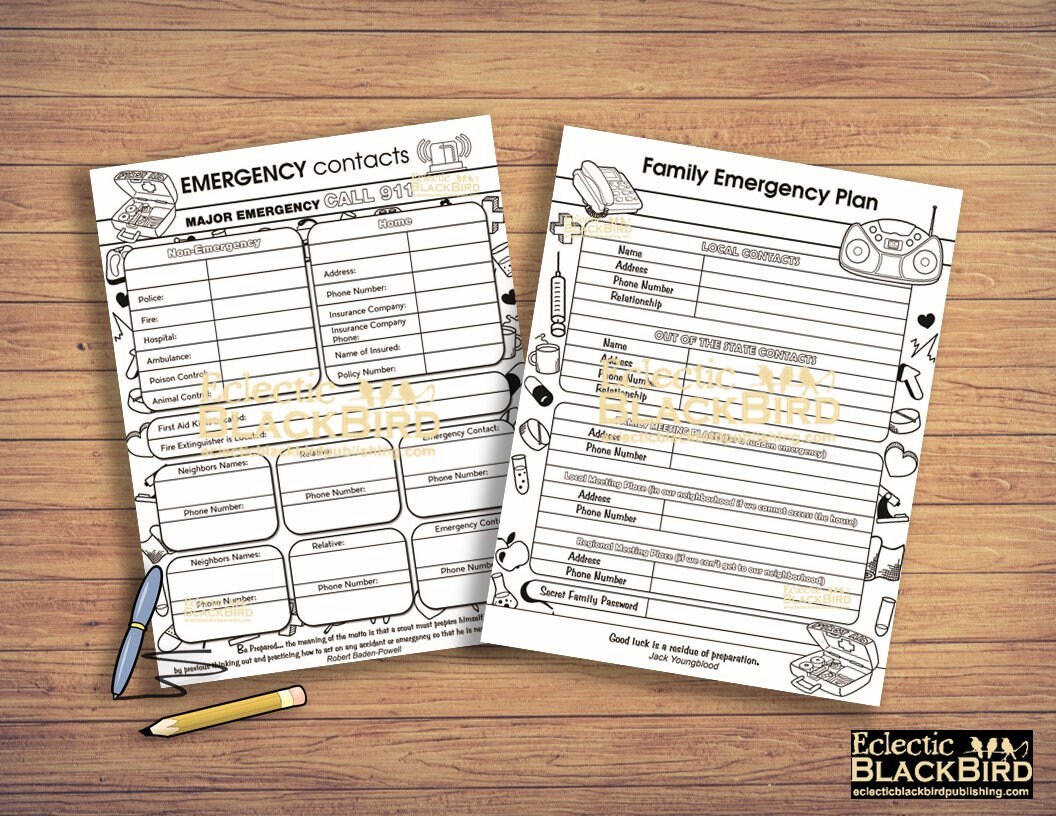 Instant Download B/W Emergency Preparation Journal Pages, Guides and ...