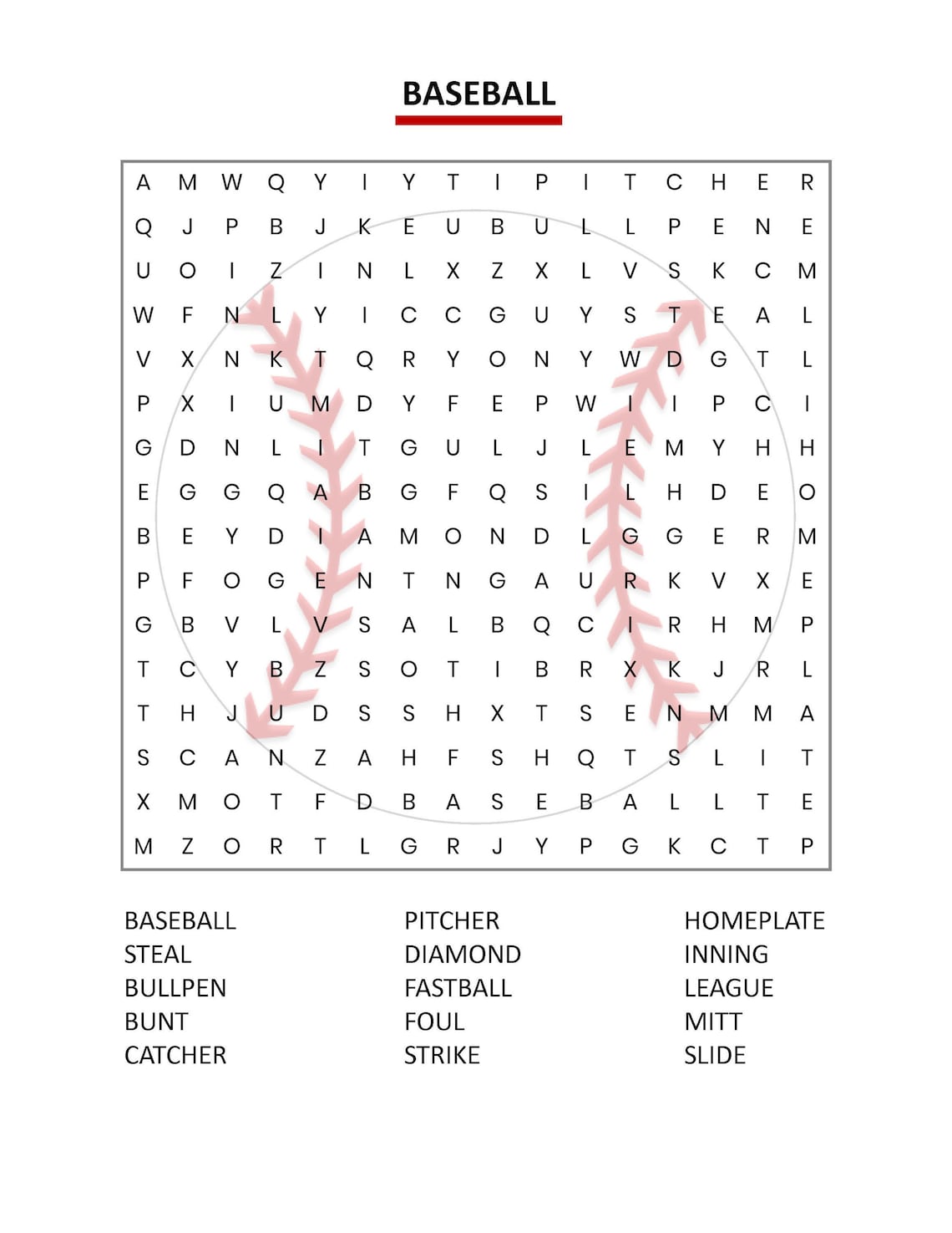 Baseball Word Search Puzzle Wall Art - Etsy