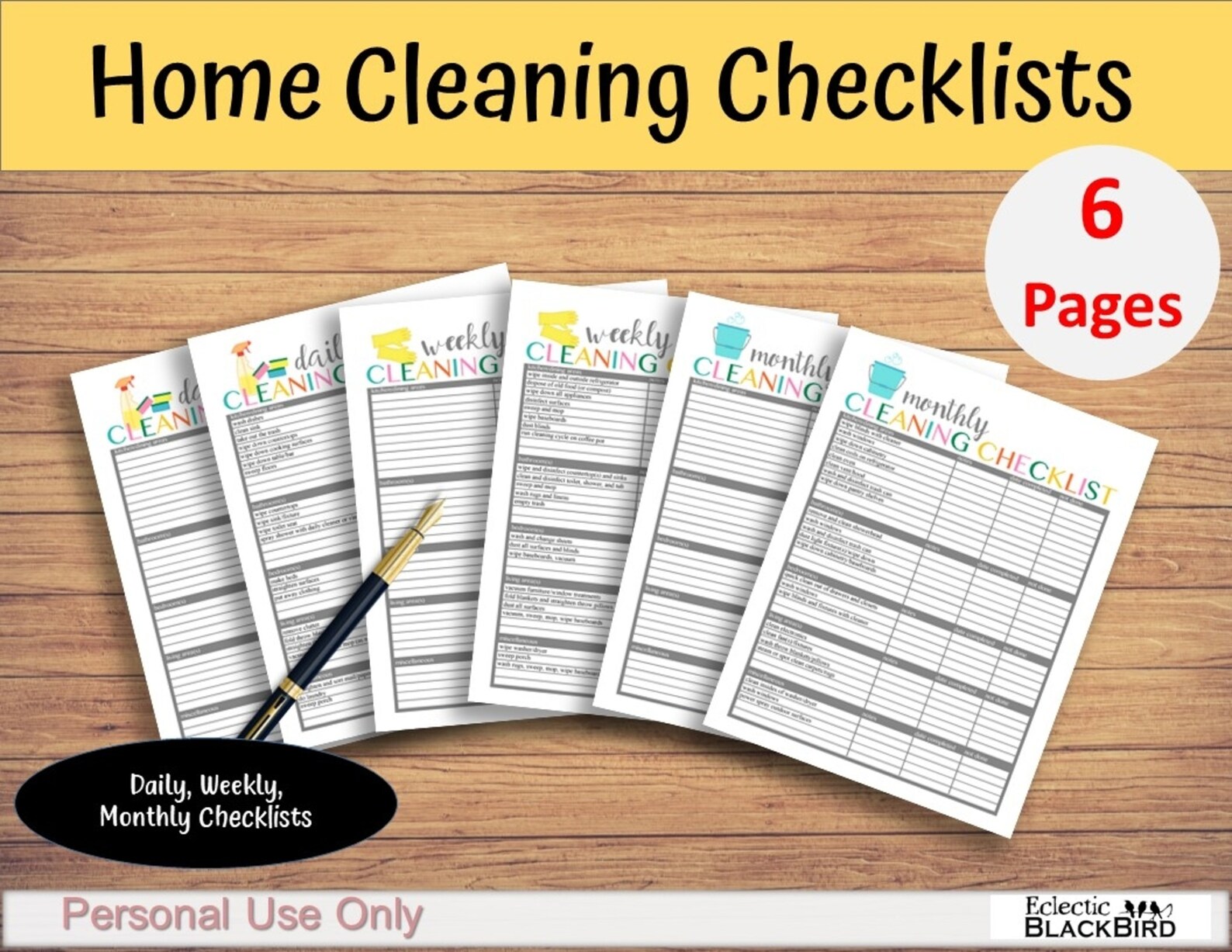 Home Cleaning Checklists | Daily | Weekly | Monthly | Family Activity ...