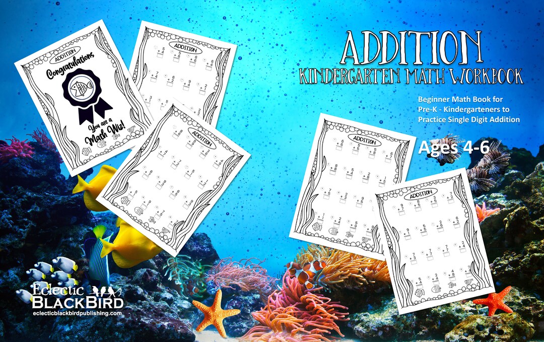 Addition Kindergarten Math Workbook Volume 5, Beginner Math Book for ...
