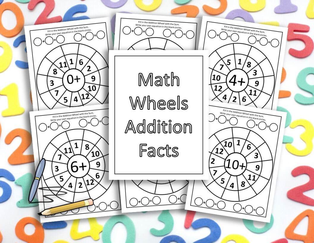 Math Wheels Addition Facts Printable Addition Practice for Beginners ...