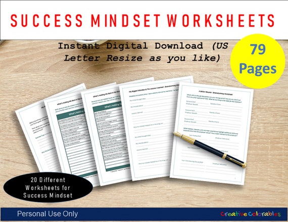 Success Mindset Worksheet Printable Developing A Successful - Etsy