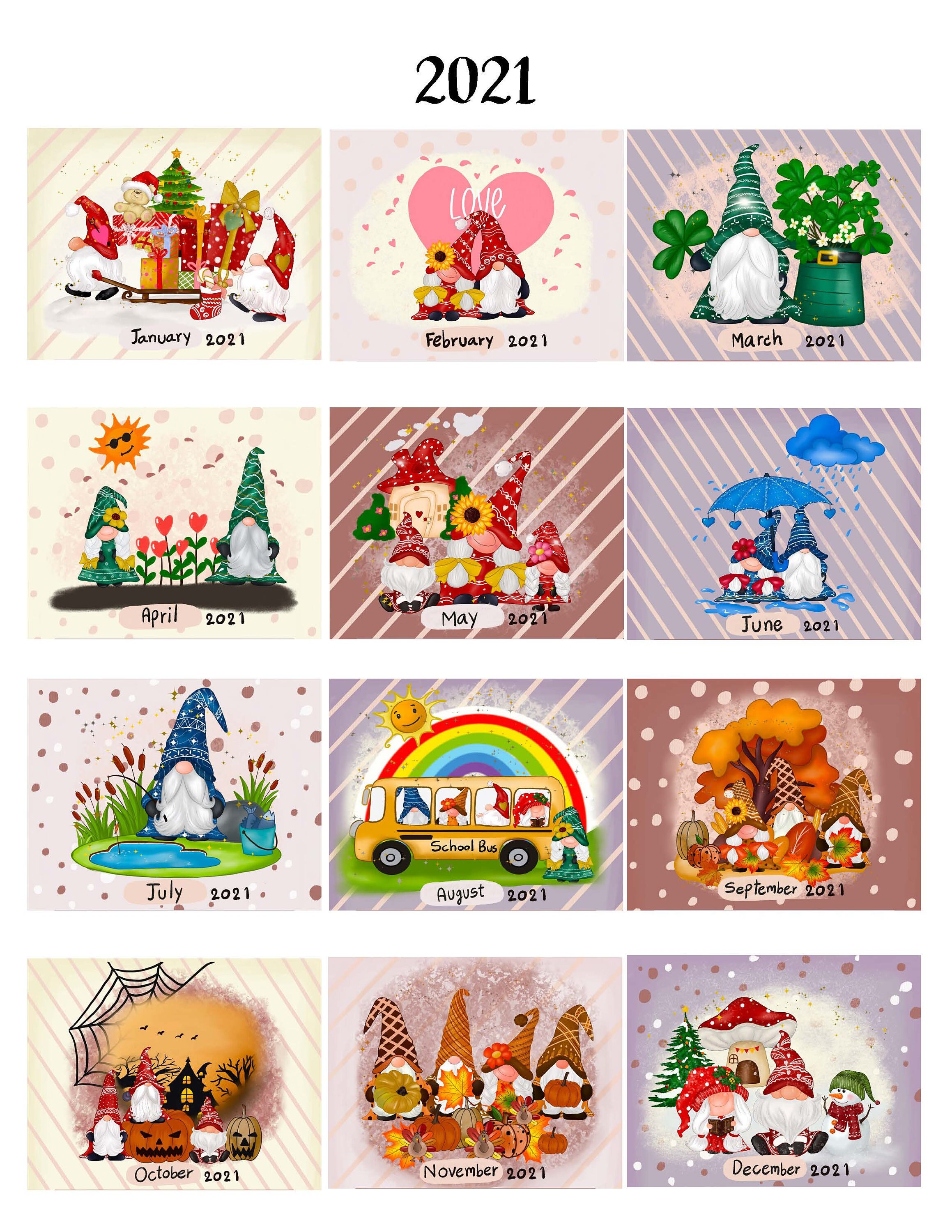 Monthly Planner PDF digital download Sunday Start Monthly calendar 2021 ...