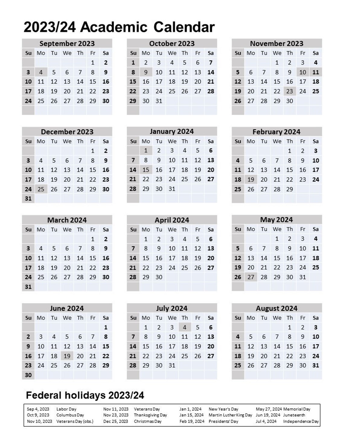 Teacher Lesson Planner 2023-2024, Academic Calendar for School Year ...