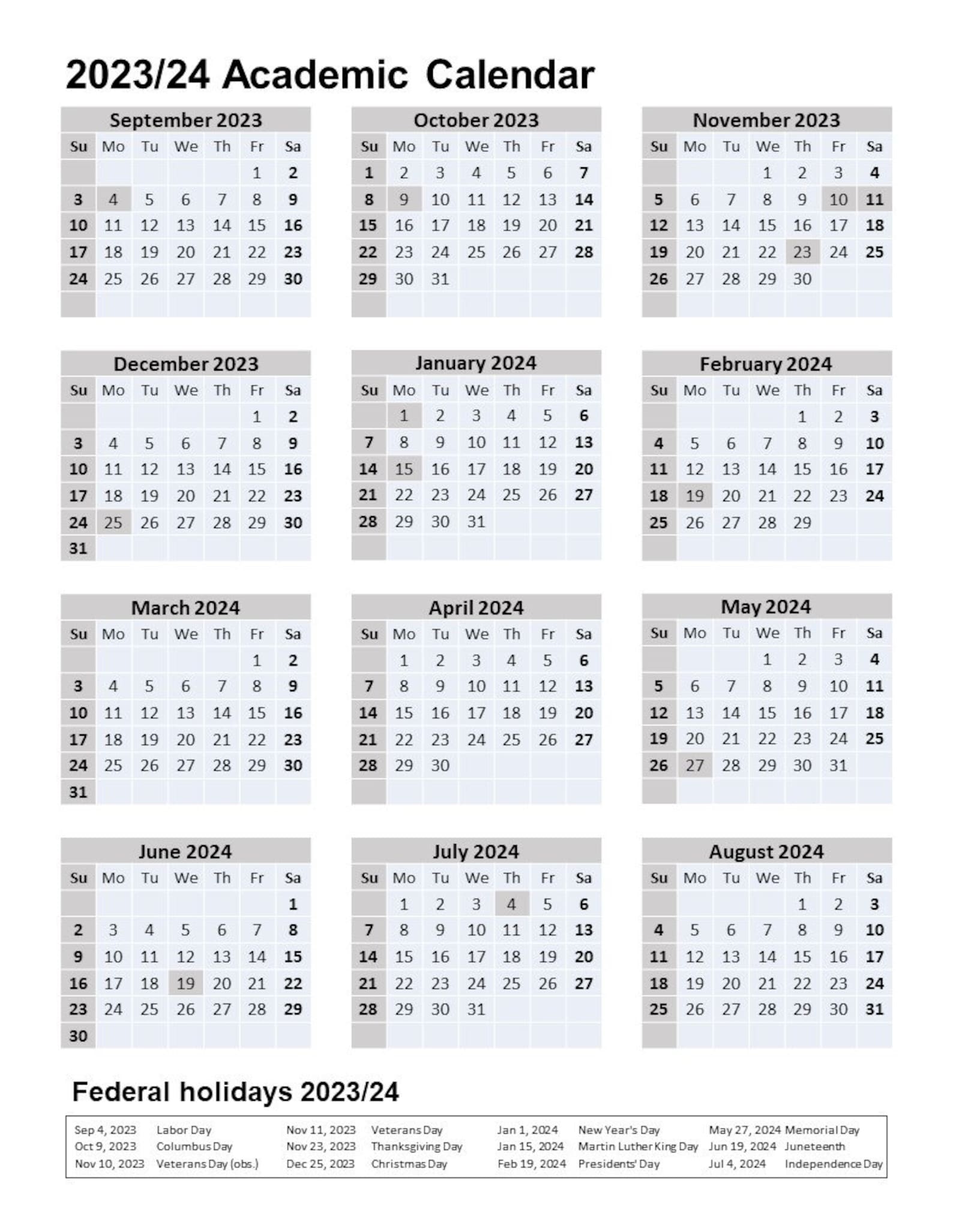 Teacher Lesson Planner 2023-2024, Academic Calendar for School Year ...