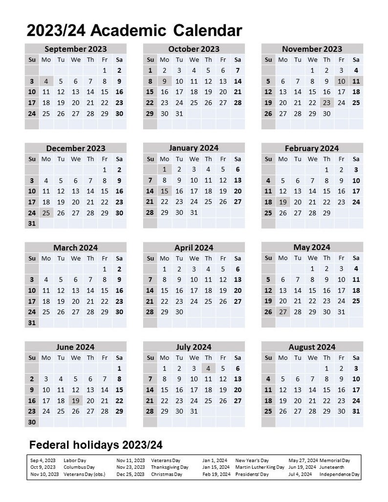 Teacher Lesson Planner 2023-2024, Academic Calendar for School Year ...