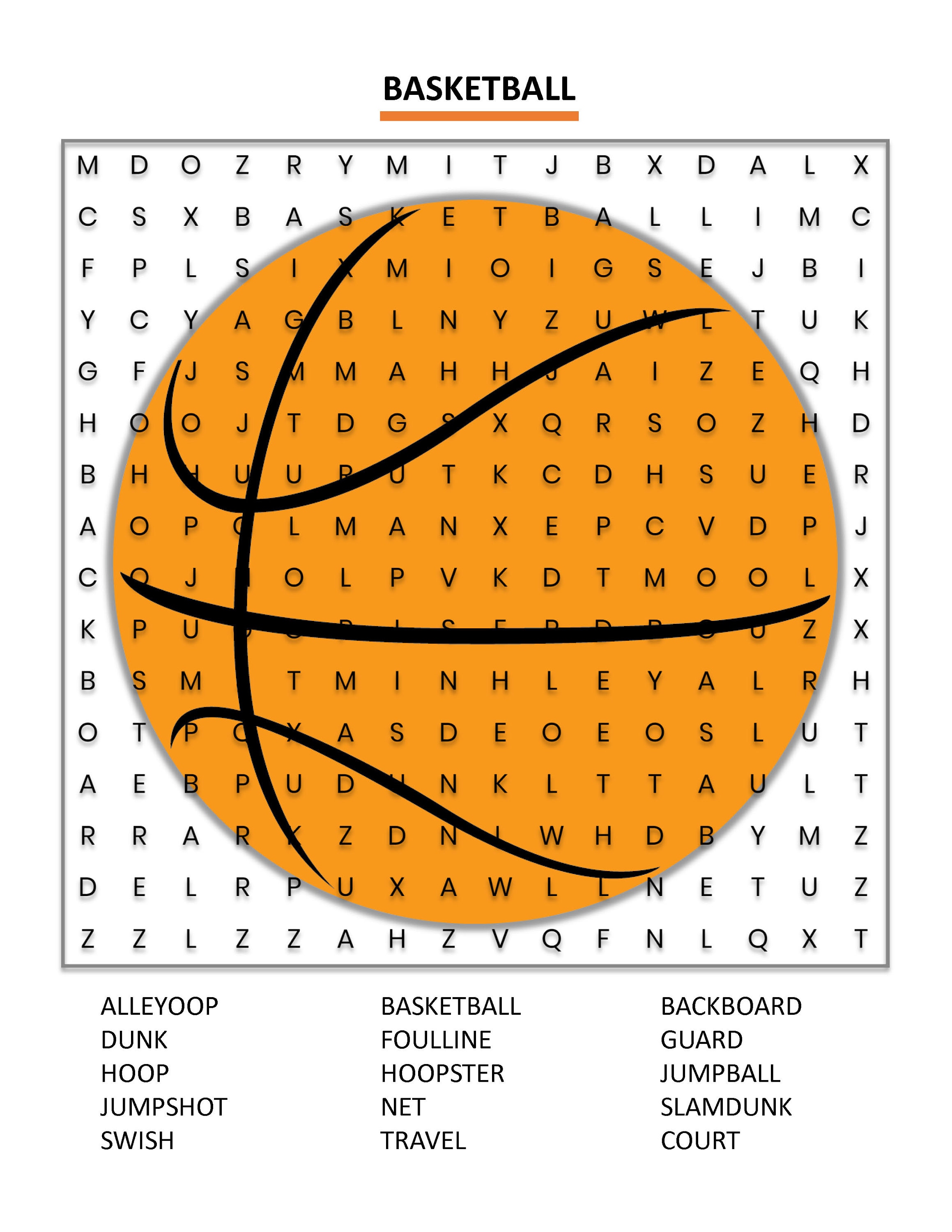 Basketball Word Search Puzzle Wall Art - Etsy