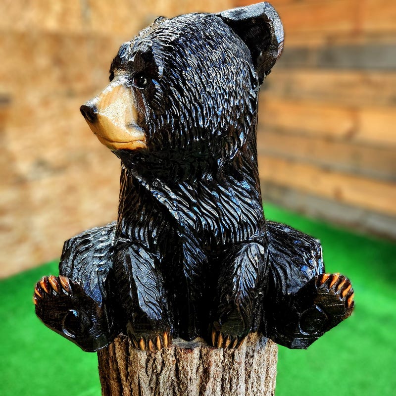 Wood Bear Statues - Etsy