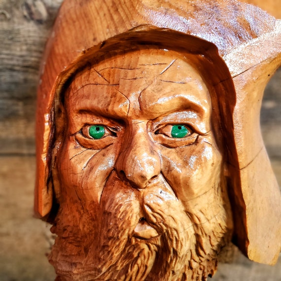 Wood Art Mountain Man Hand Carved Wood Folk Art Alpine Mountain Man