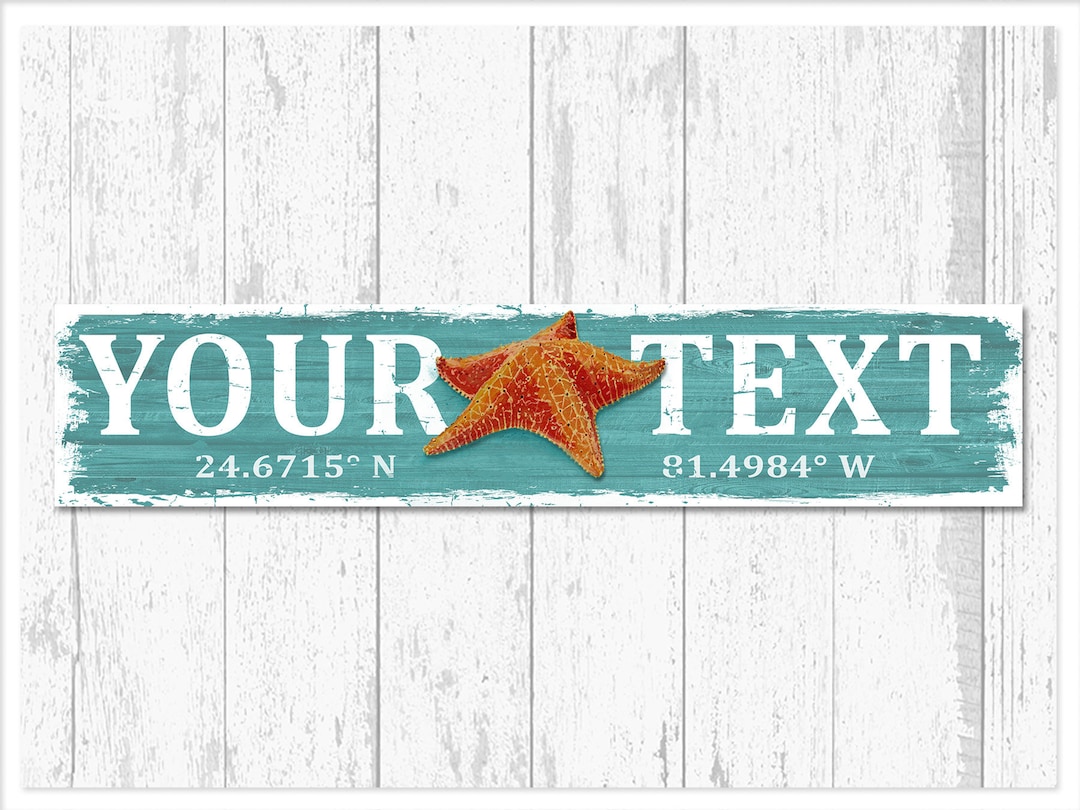Starfish Sign | Custom Location and Details | Wood - Etsy